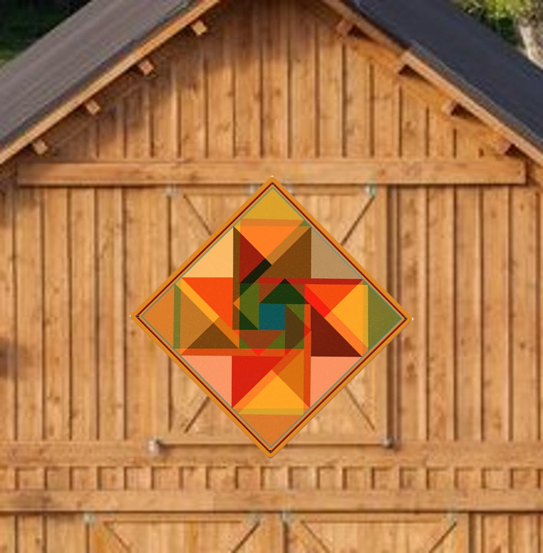 Barn Quilt Sign, Triangle Quilt Overlay, Square Metal Sign With UV ...
