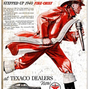 Texaco Fire Chief Metal Sign, 9 X 12 Inches, USA Made Vintage Style ...