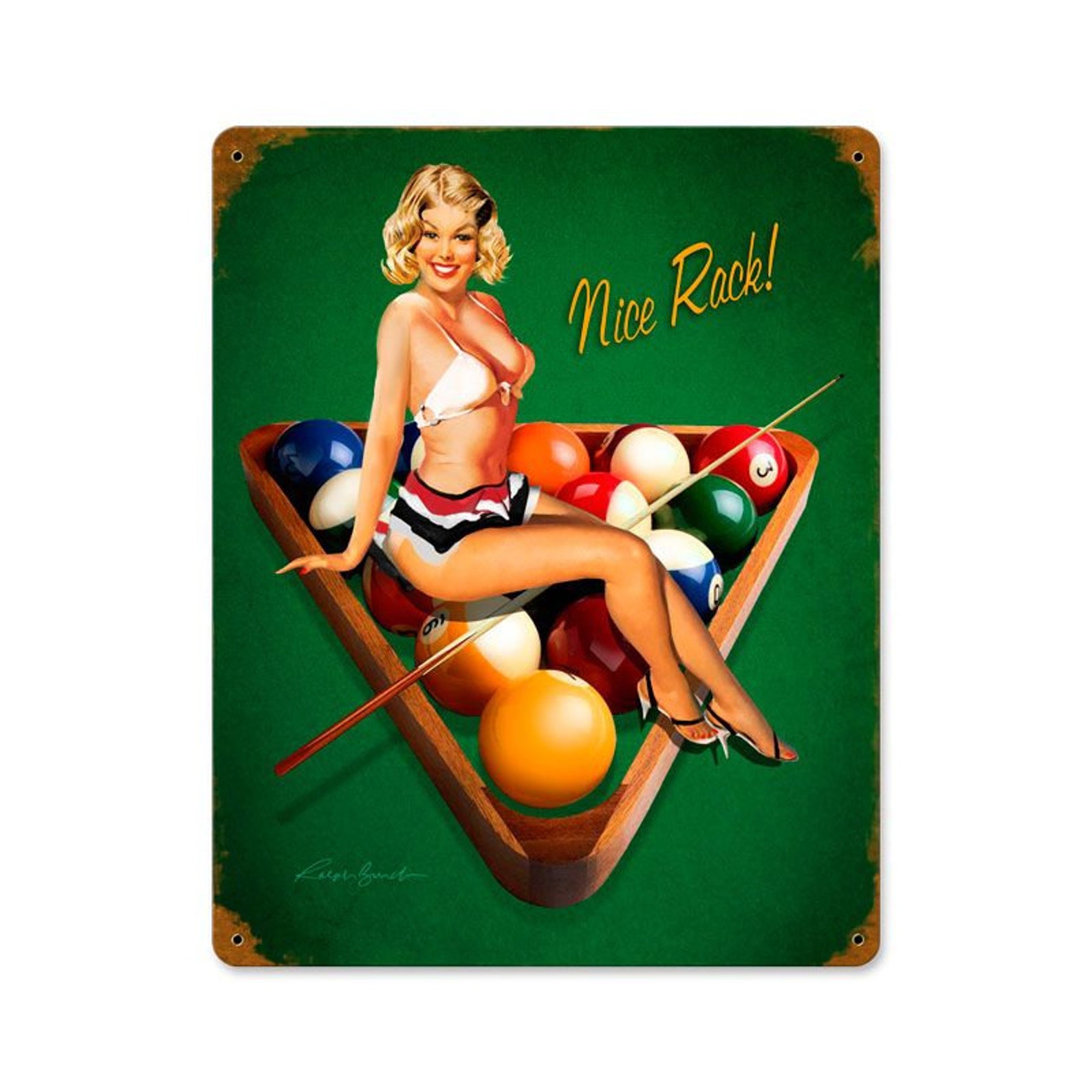 Nice Rack Billiards Pool Table Pinup Girl Metal Sign 12 X 15 - Etsy