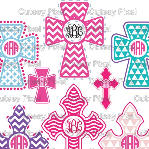 14 Cross Designs Monogram Frames Svg Cutting File Cross - Etsy