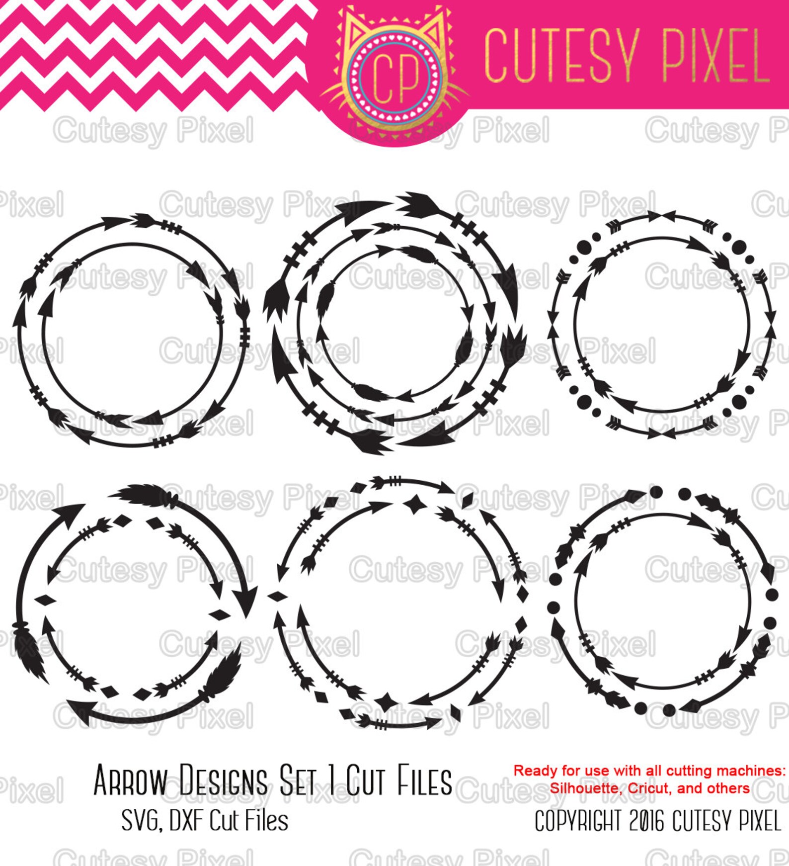6 Arrow Monogram Frames Svg Cutting File Arrow Designs SVG | Etsy
