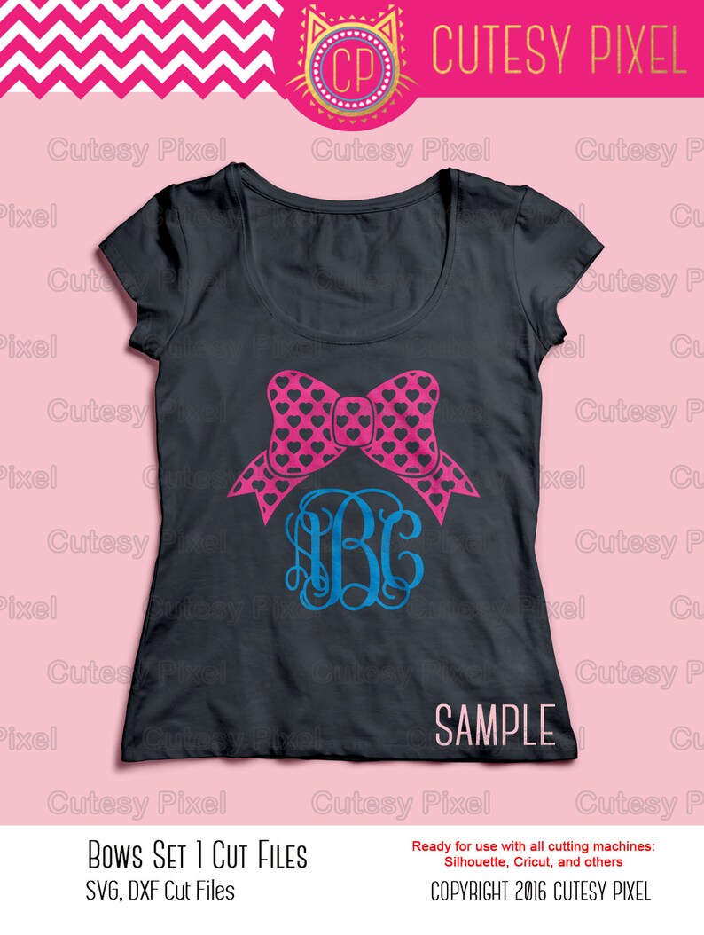 Bows Monogram Frames Svg Cutting File Bow Designs SVG DXF - Etsy