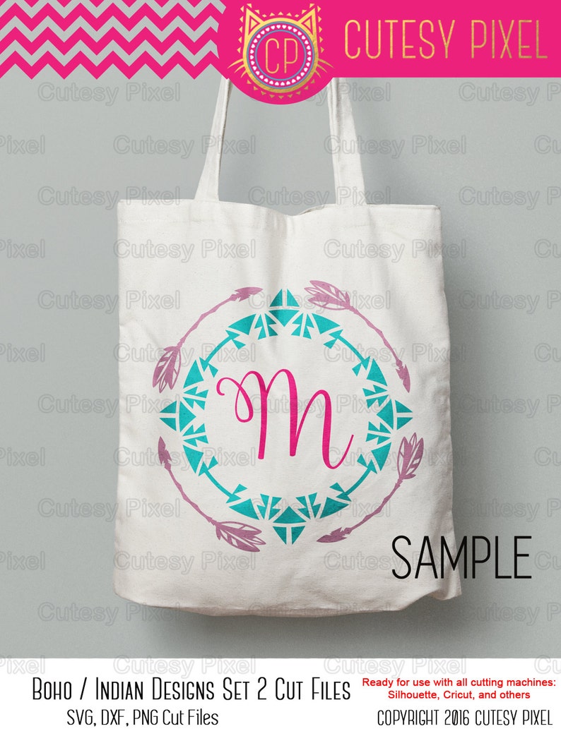 Boho/ Indian Arrow Monogram Frames Svg Cutting File Arrow - Etsy