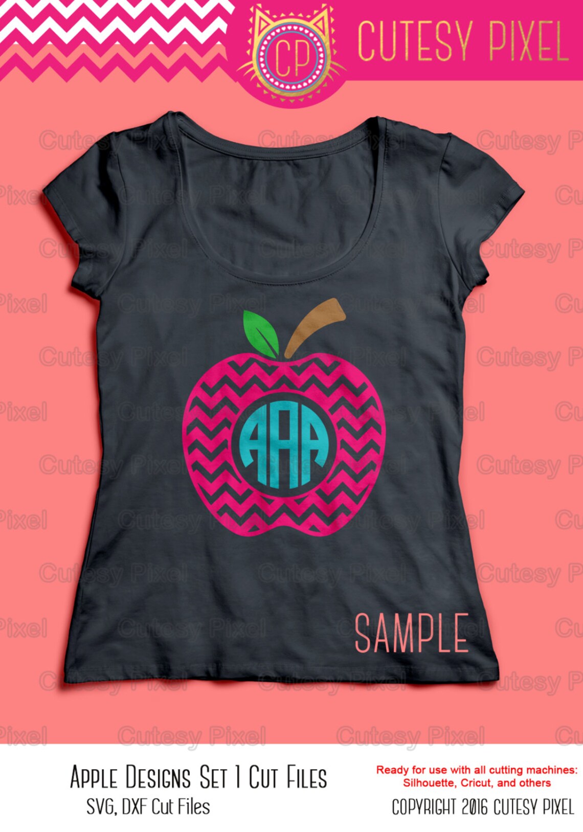 Apple Designs Monogram Frames Svg Cutting File, Apple SVG, DXF, Cricut ...