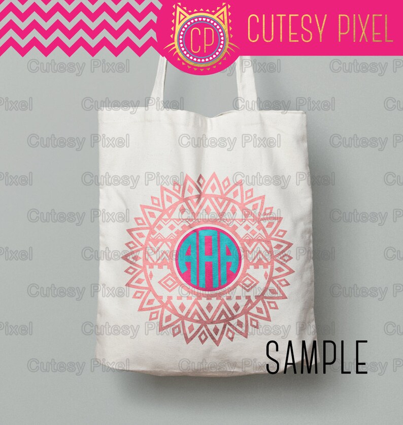 Aztec Circle Monogram Frames Svg Cutting File Aztec Designs - Etsy