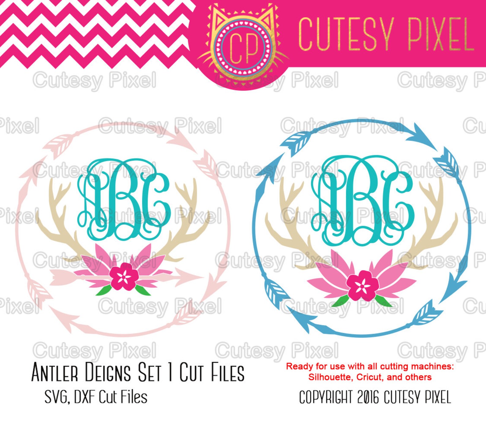 Antler Svg Boho Svg Antlers Flowers Svg SVG DXF Cricut - Etsy