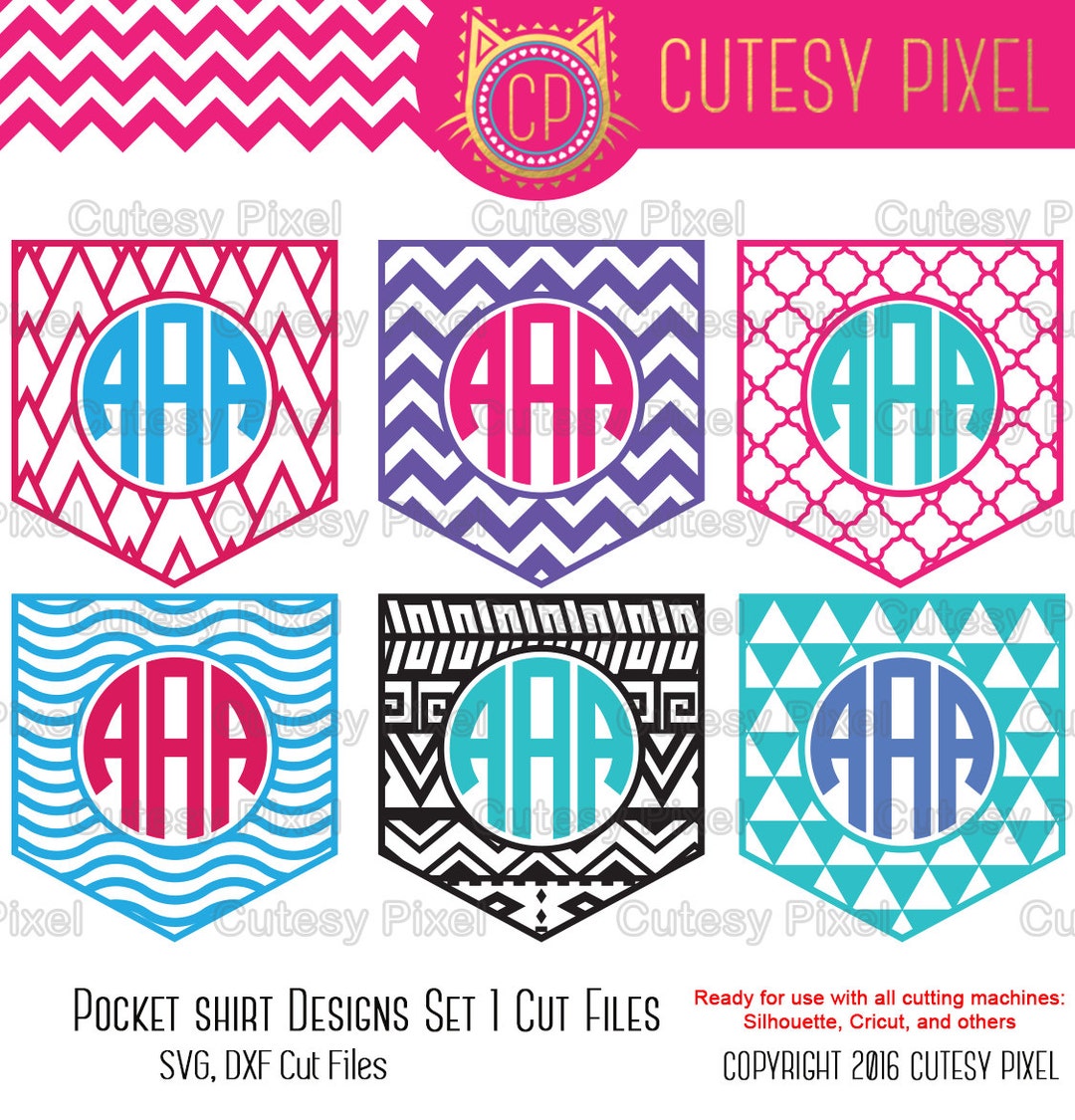7 Pocket Shirt Monogram Svg Cutting File, Pocket Designs SVG, SVG, DXF ...