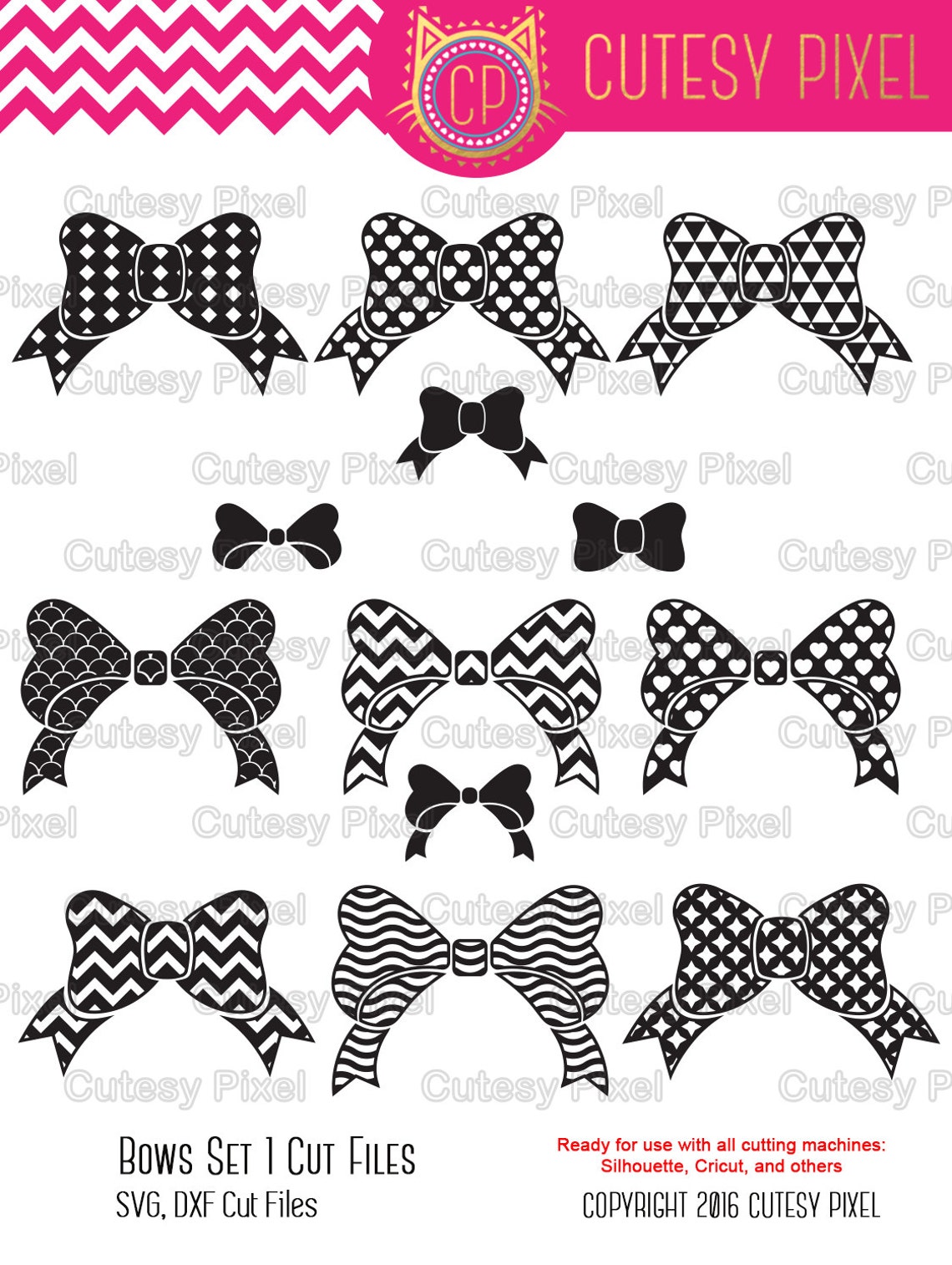 Bows Monogram Frames Svg Cutting File Bow Designs SVG DXF - Etsy