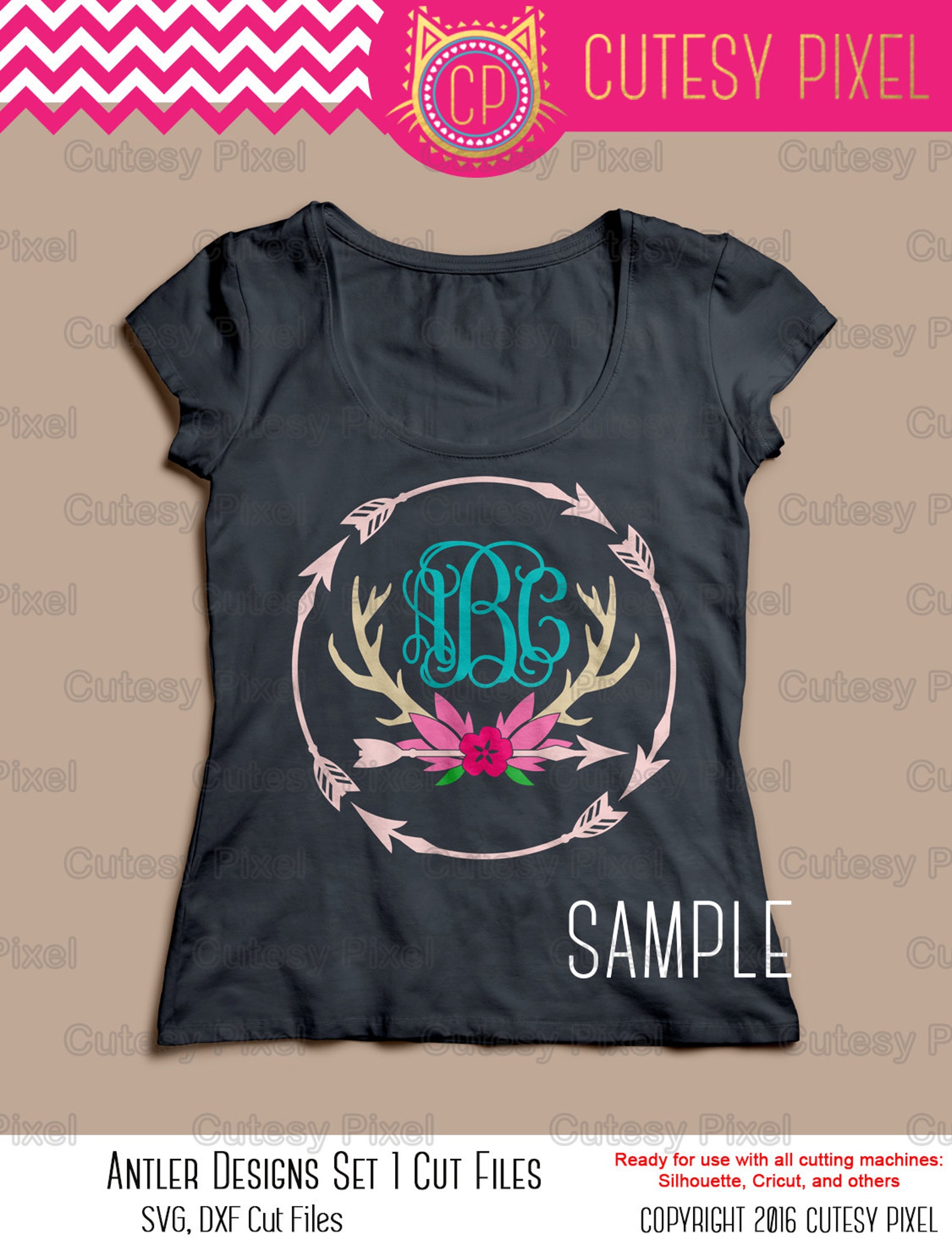 Antler Svg Boho Svg Antlers Flowers Svg SVG DXF Cricut - Etsy