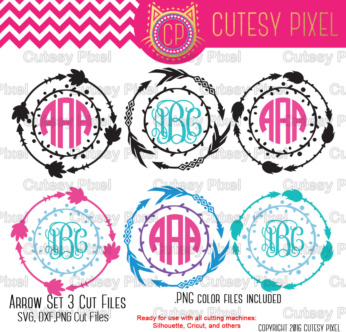 Arrow Monogram Frames Svg cutting file arrow Designs SVG | Etsy