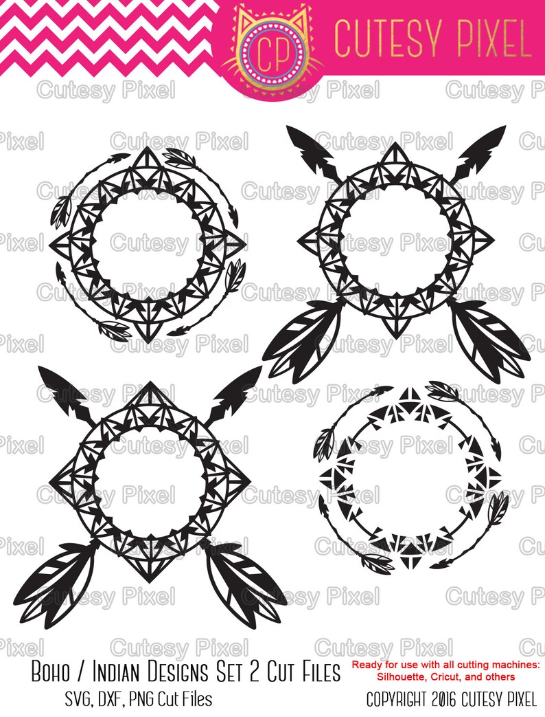 Boho/ Indian Arrow Monogram frames Svg cutting file arrow | Etsy