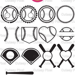13 Baseball Monogram Frames Svg Cutting File, Baseball SVG, DXF, Cricut ...