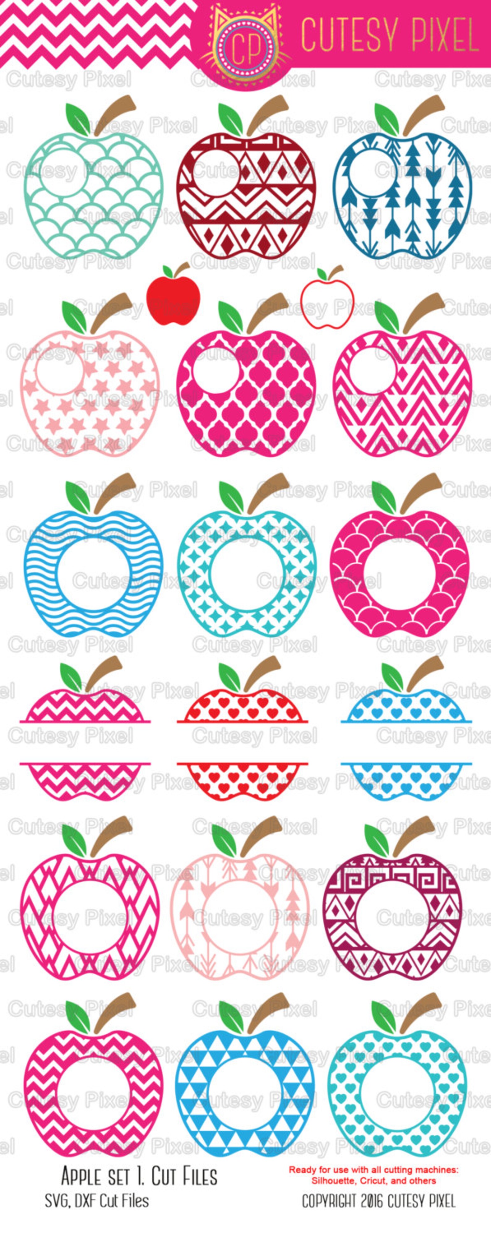 Apple Designs Monogram Frames Svg Cutting File Apple SVG - Etsy