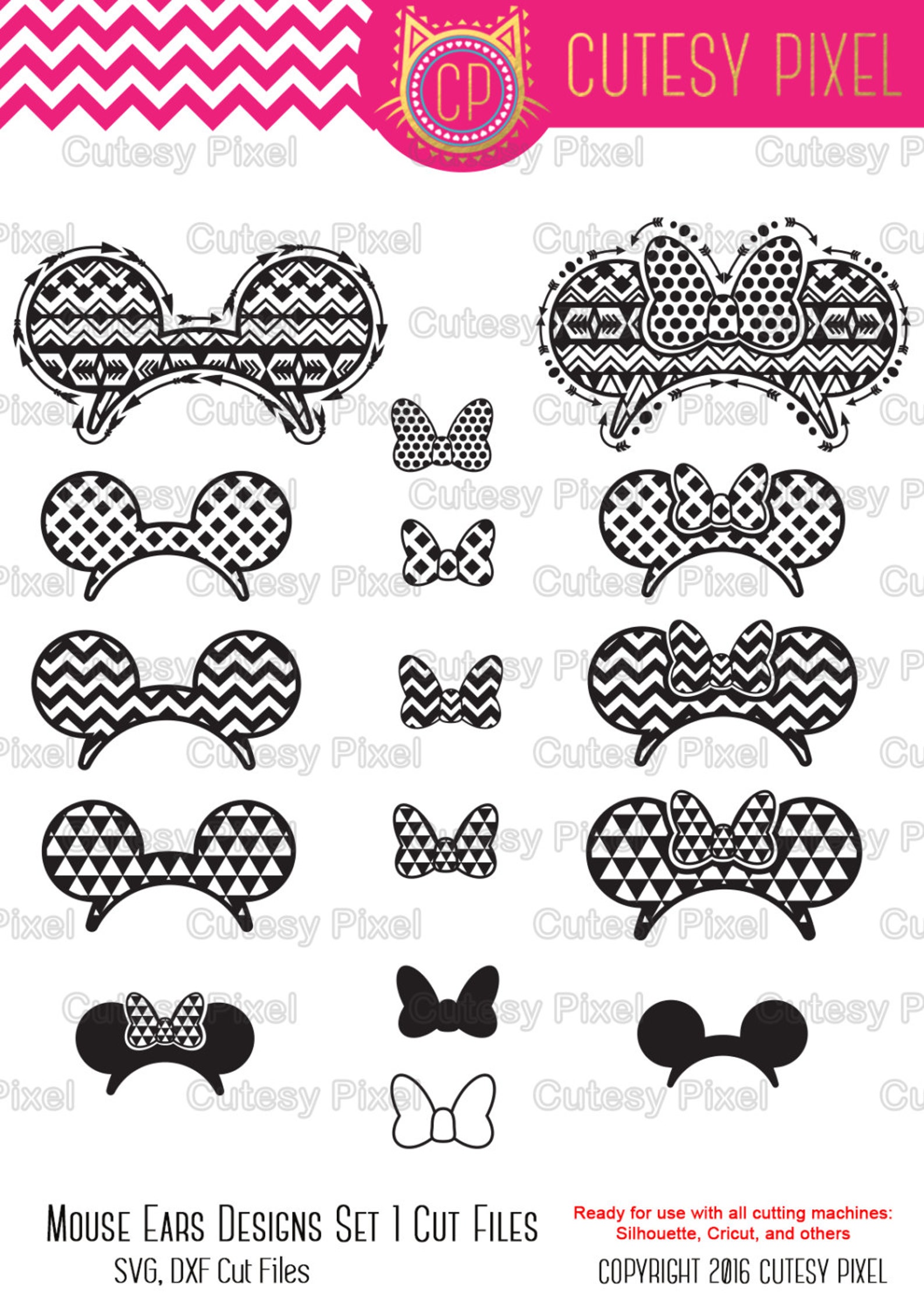 Mouse Ears Monogram Svg cutting file tribal mouse ears | Etsy