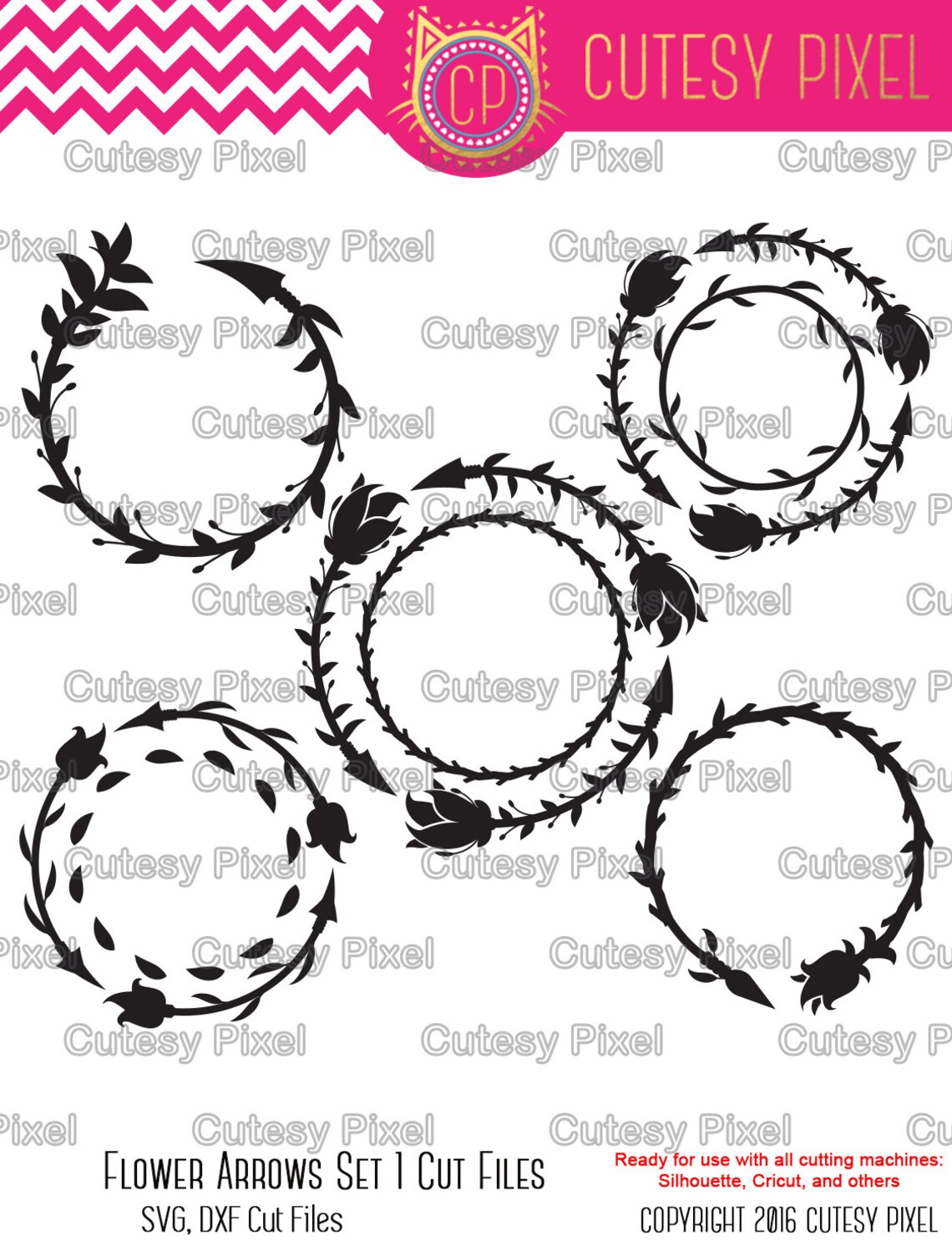 Flower Arrow Monogram Frames Svg Cutting File Cricut Arrow - Etsy