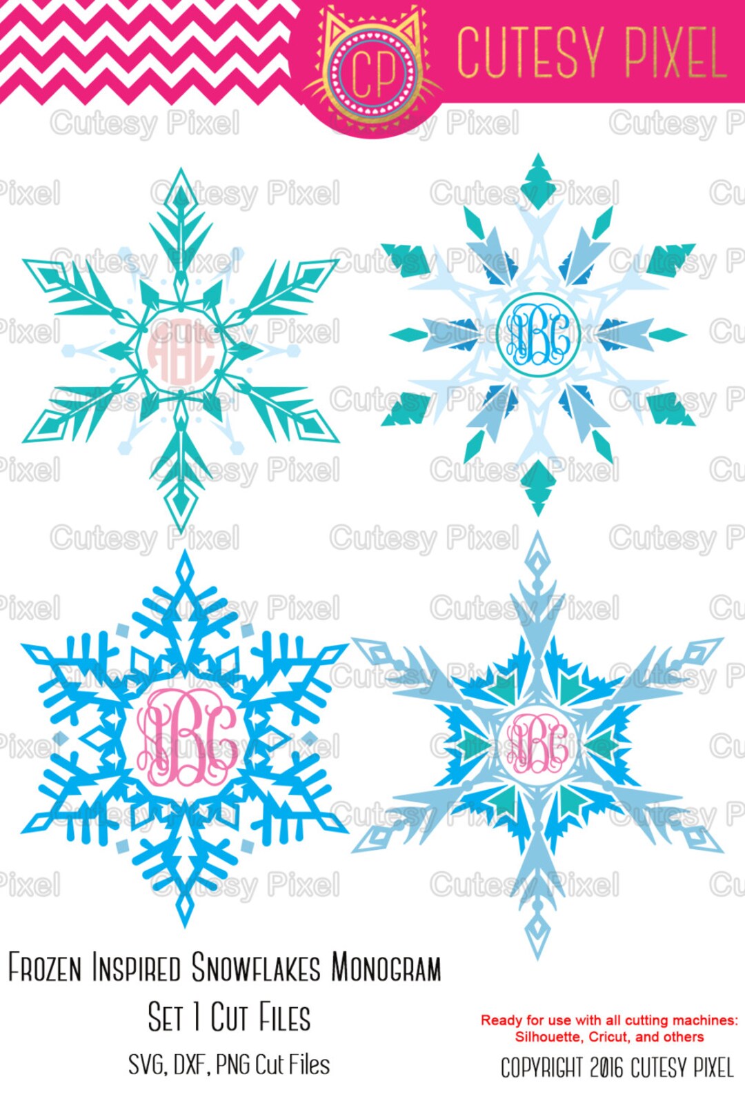 Frozen Inspired Snowflakes Monograms Svg Cutting File, Arrow Designs ...