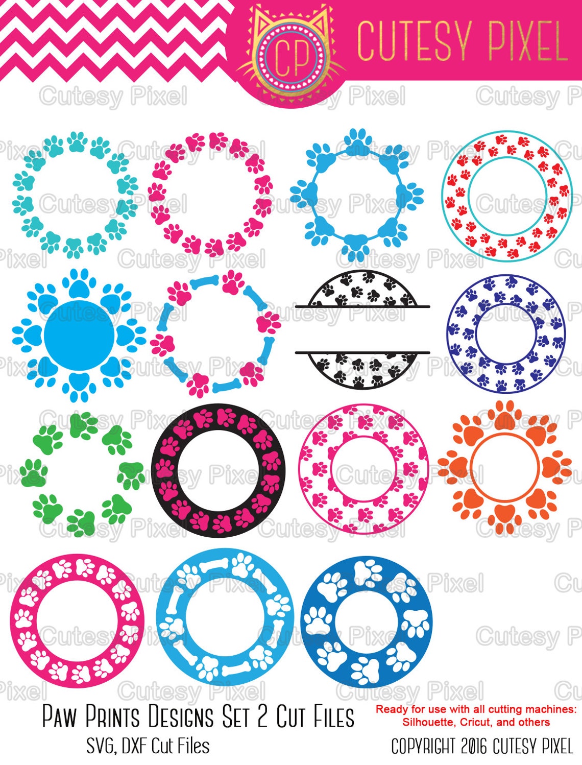 Paw Print Monogram Svg Cutting File Paw Print animlas Svg - Etsy