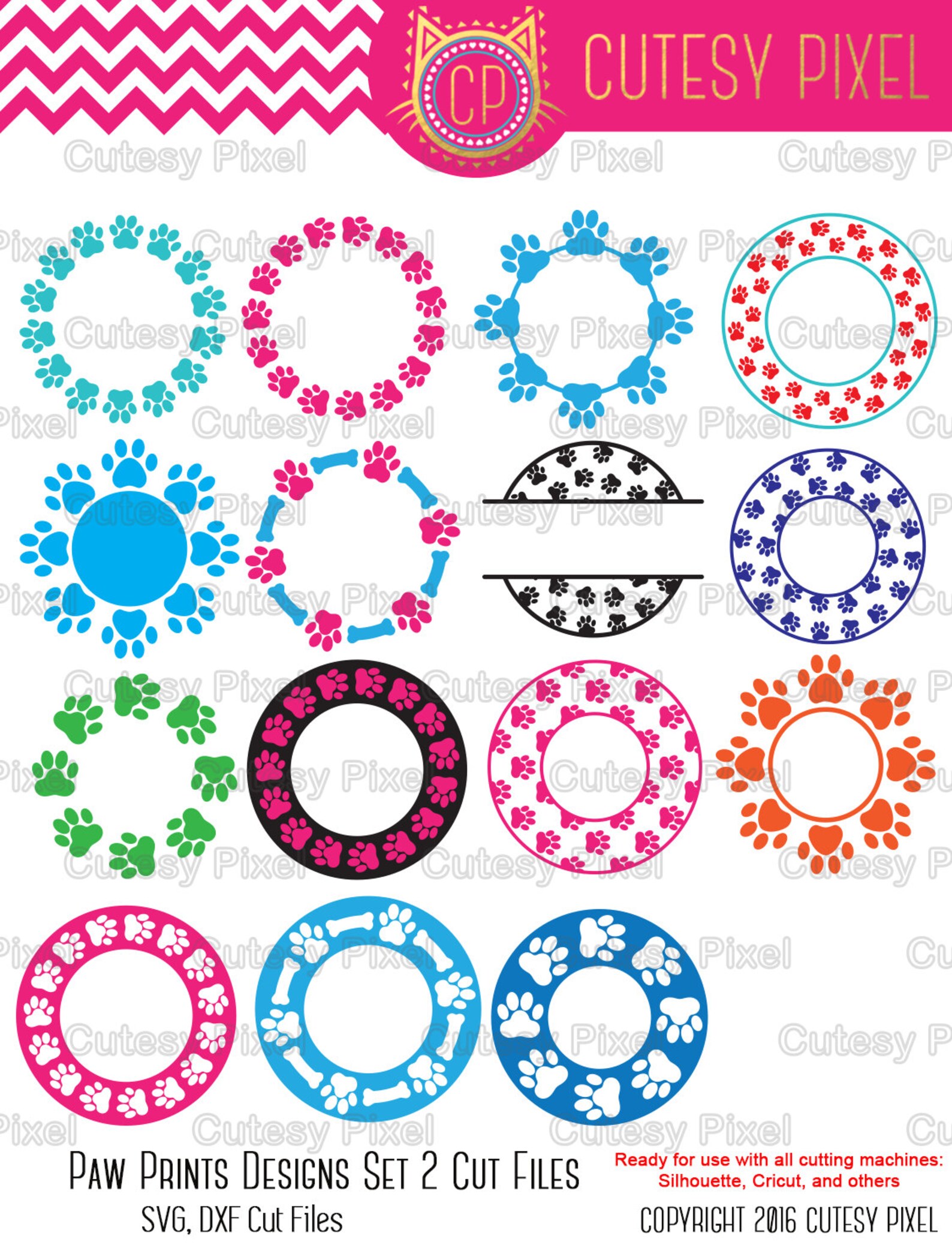 Paw Print Monogram Svg Cutting File, Paw Print ,animlas Svg, Designs ...