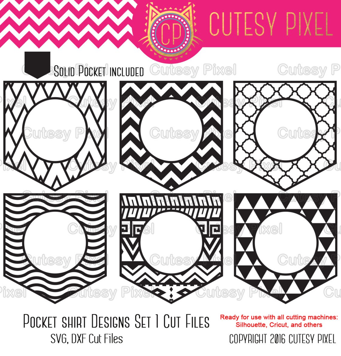 7 Pocket Shirt Monogram Svg cutting file pocket Designs SVG | Etsy