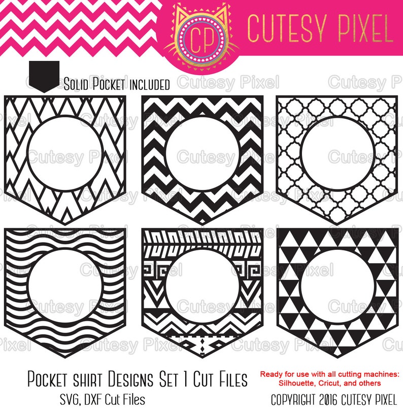 7 Pocket Shirt Monogram Svg cutting file pocket Designs SVG | Etsy