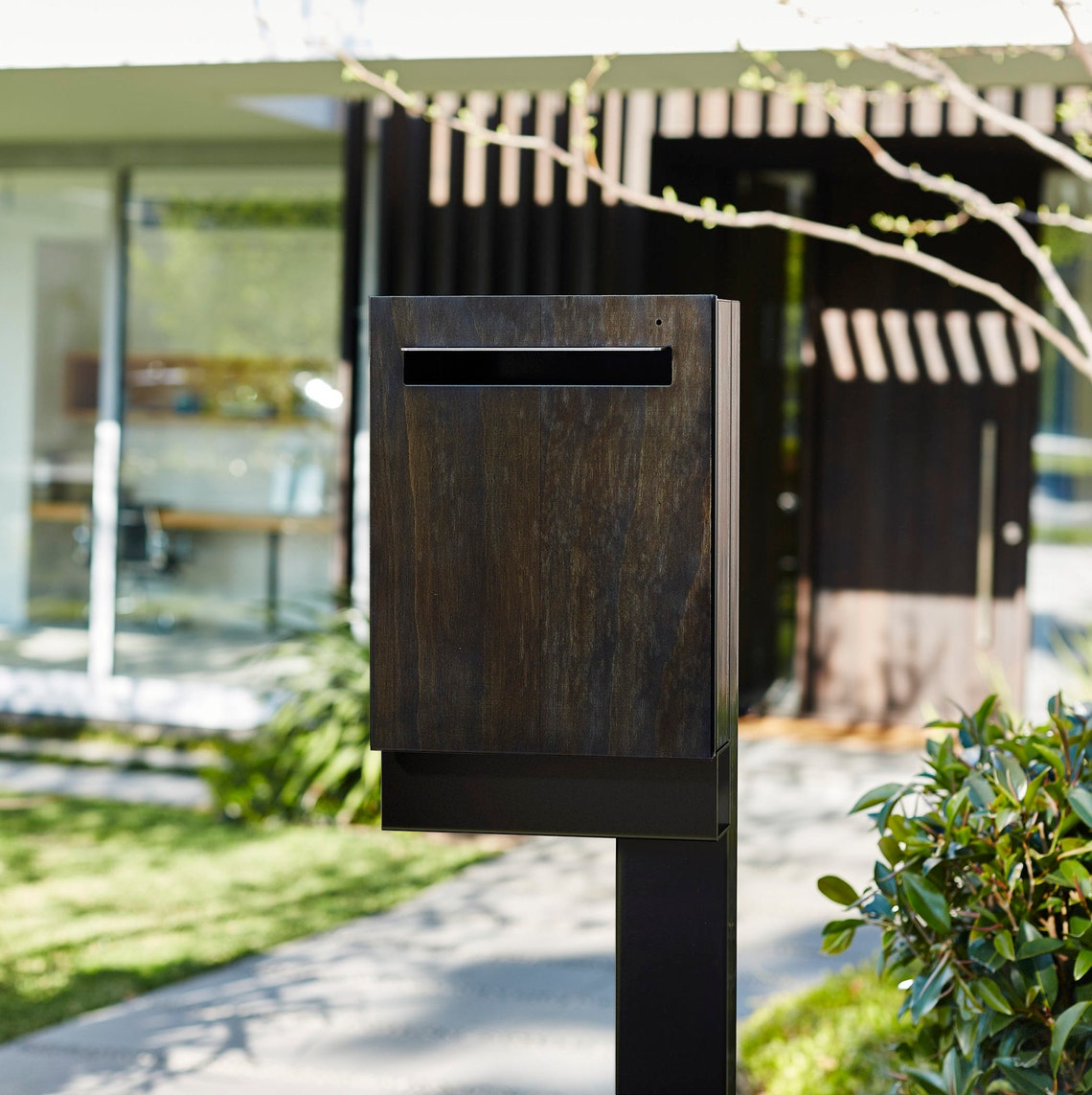 Modern Custom Mailbox Javi Large Post Mount Letterbox Charcoal ...