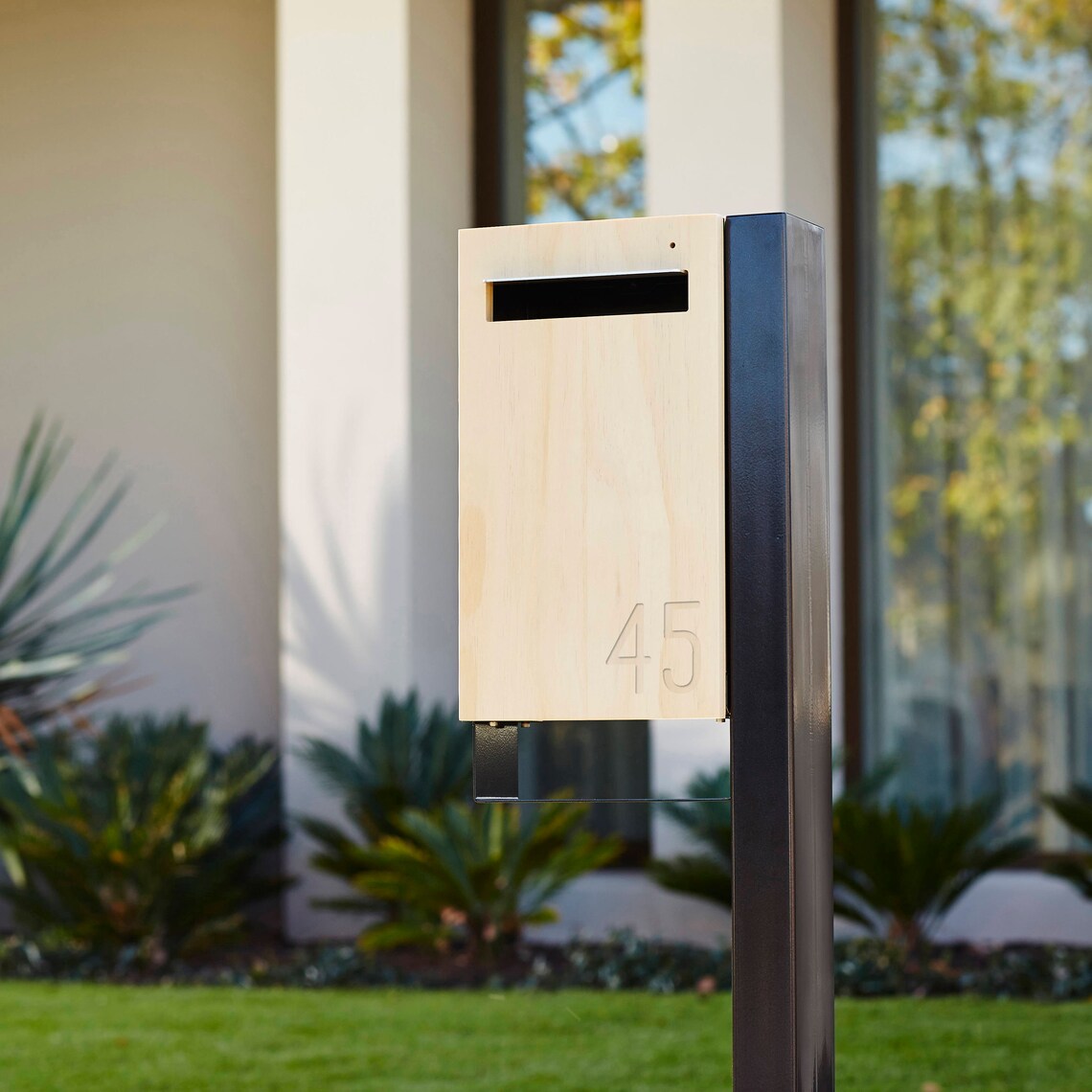 Modern Custom Mailbox - Javi Post Mount Letterbox - Charcoal Aluminium ...
