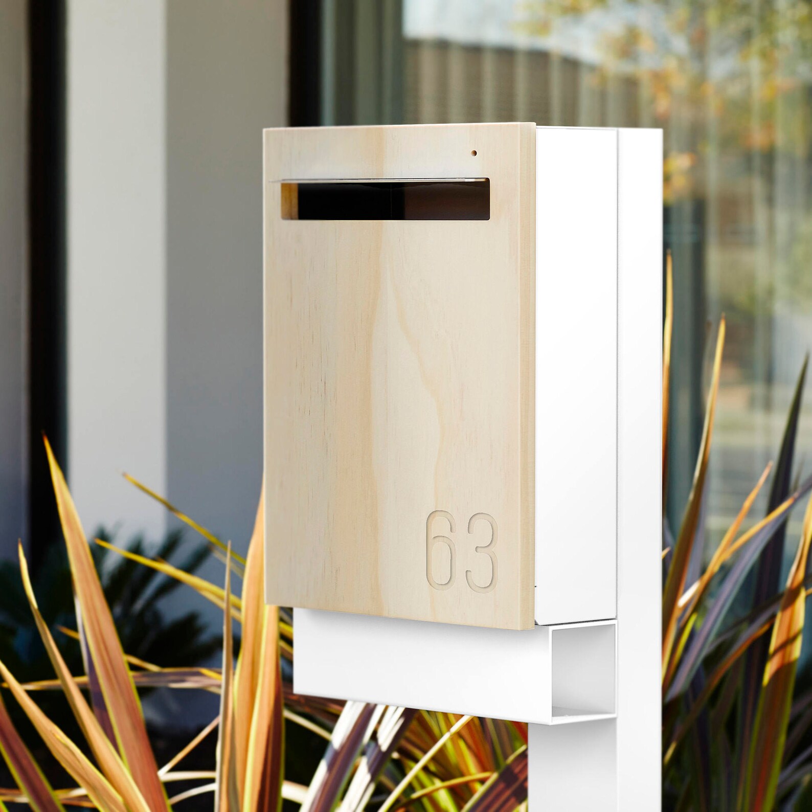Modern Custom Mailbox - Javi Large Post Mount Letterbox - White ...