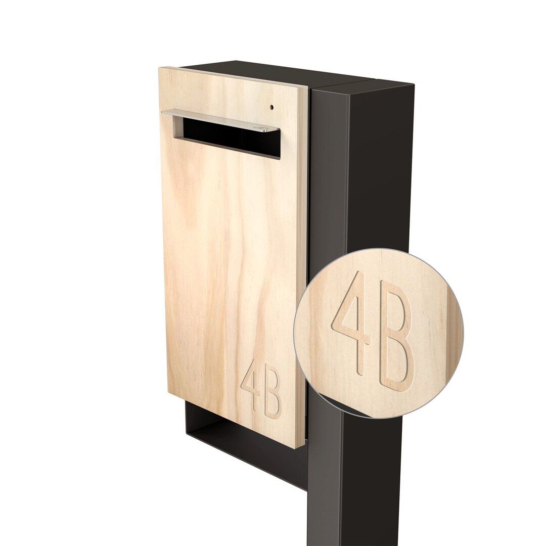 Modern Custom Mailbox - Javi Post Mount Letterbox - Charcoal Aluminium ...