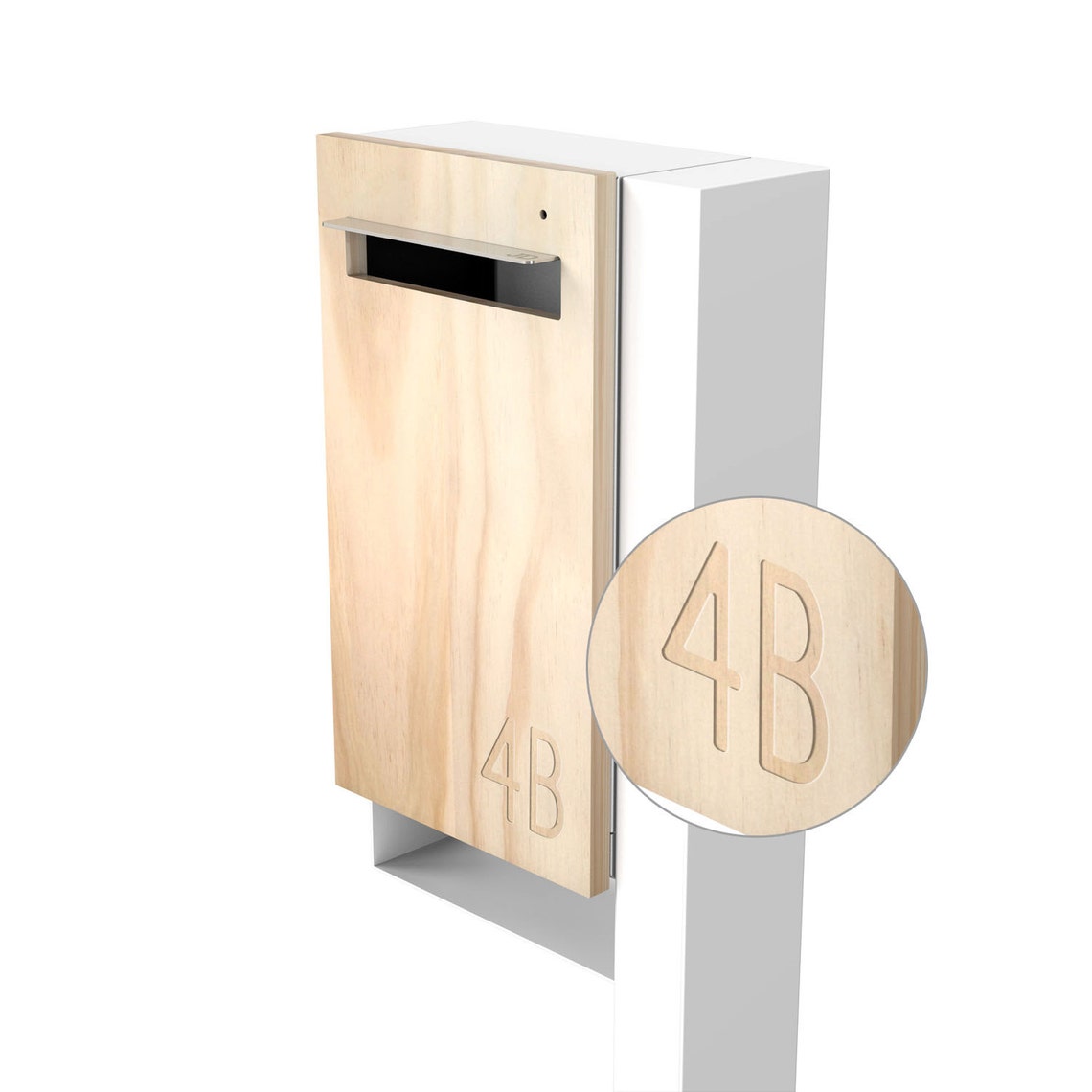 Modern Custom Mailbox - Javi Post Mounted Letterbox - White Body + Post ...