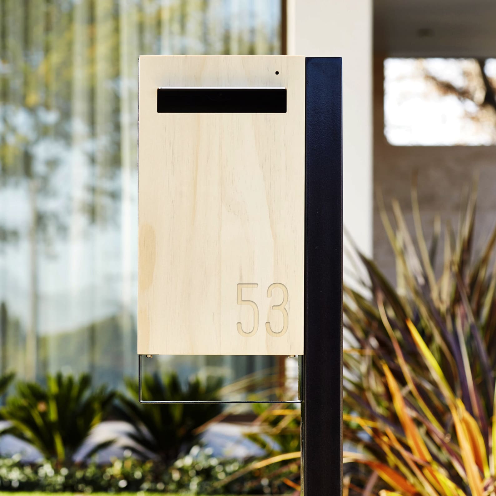 Modern Custom Mailbox - Javi Post Mount Letterbox - Charcoal Aluminium ...