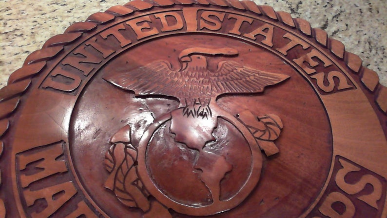 Hand-carved Wood US Marine Corps Plaque - Etsy