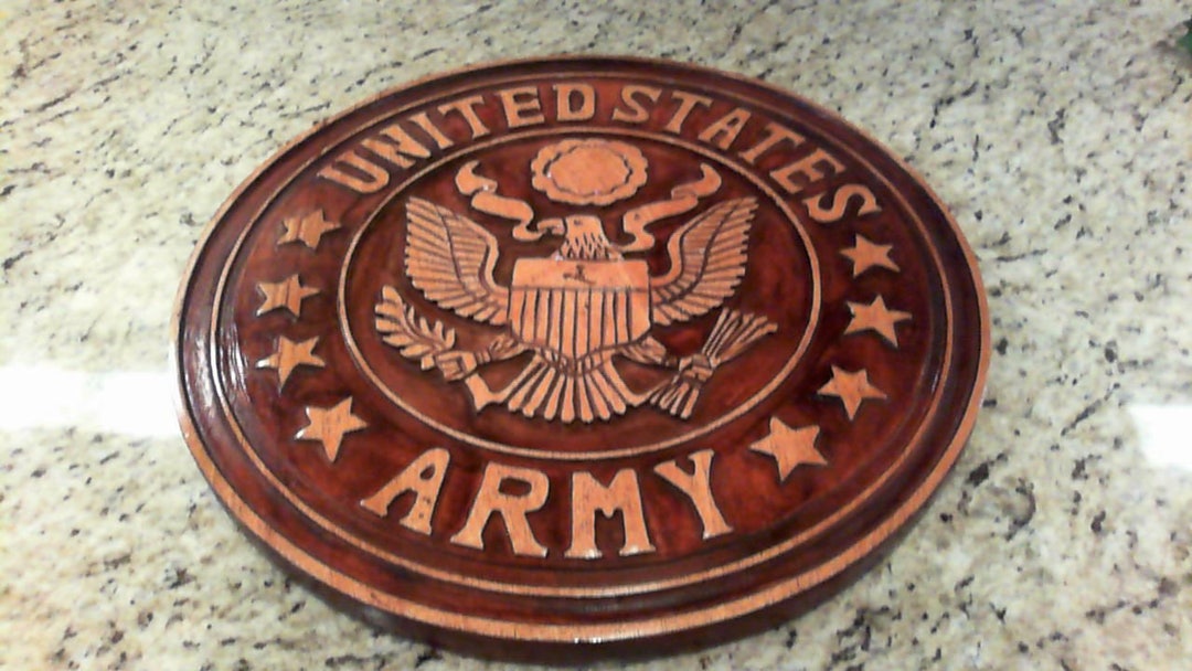 Hand-carved Wood US Army Plaque - Etsy