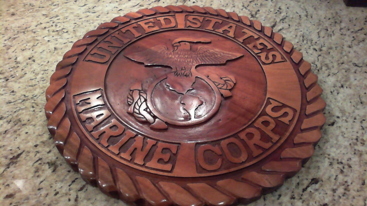 Hand-carved Wood US Marine Corps Plaque | Etsy