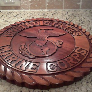 Hand-carved Wood US Marine Corps Plaque - Etsy