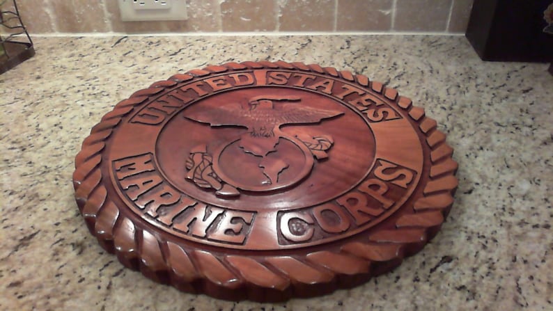 Hand-carved Wood US Marine Corps Plaque - Etsy