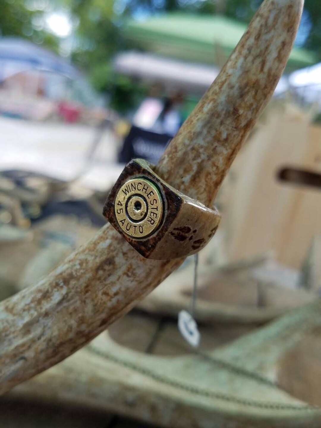 Deer Antler Ring With Bullet Casing and Deer Tracks Ammo Ring Antler ...