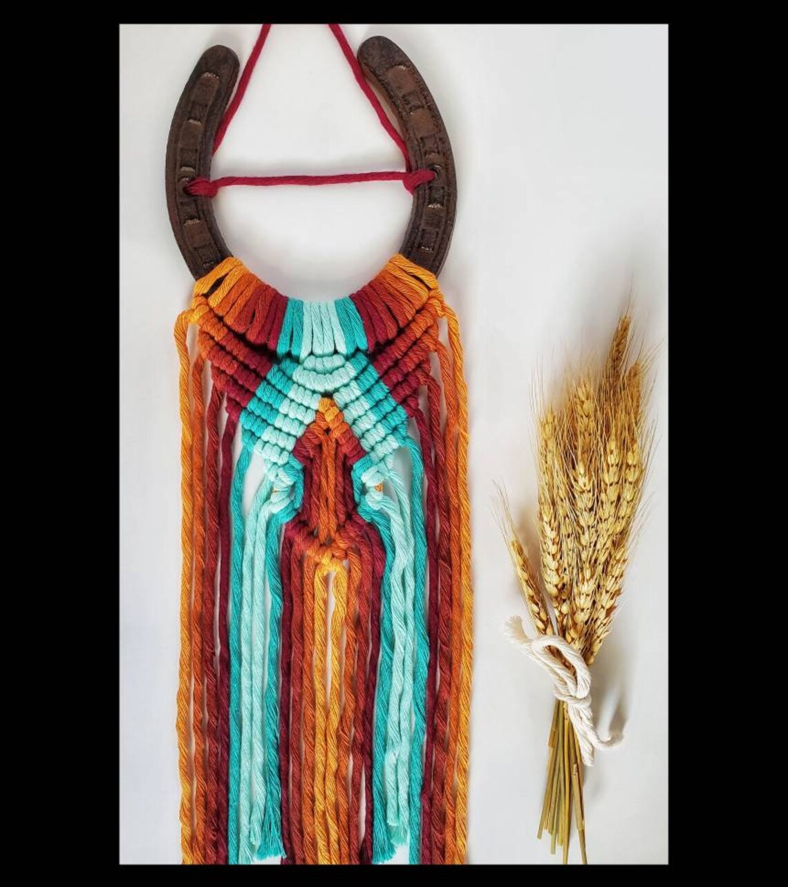 Horse Shoe Wall Hanging Desert Colors Macrame Wall Hanging | Etsy