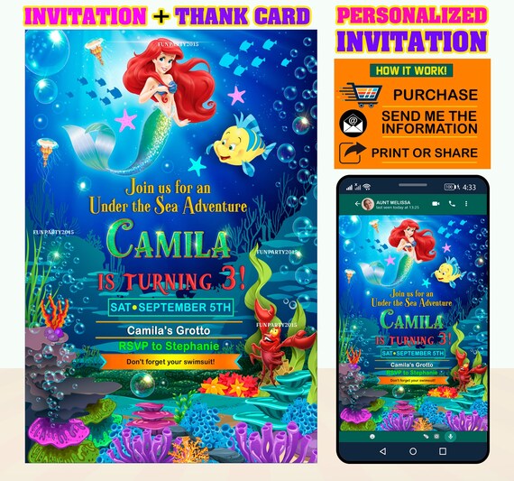 Princess Ariel Invitations Free Digital Invitation Little Mermaid