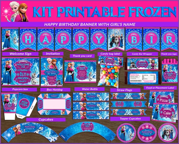 50% off! - PERSONALIZED Frozen printable kit, Anna and Elsa Princess ...