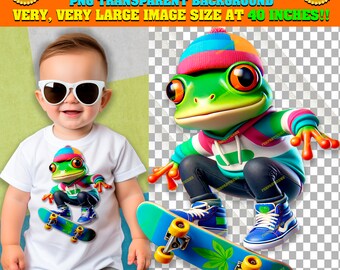 Cool Frog Skater PNG Clipart Hip Frog With Skateboard Digital ...
