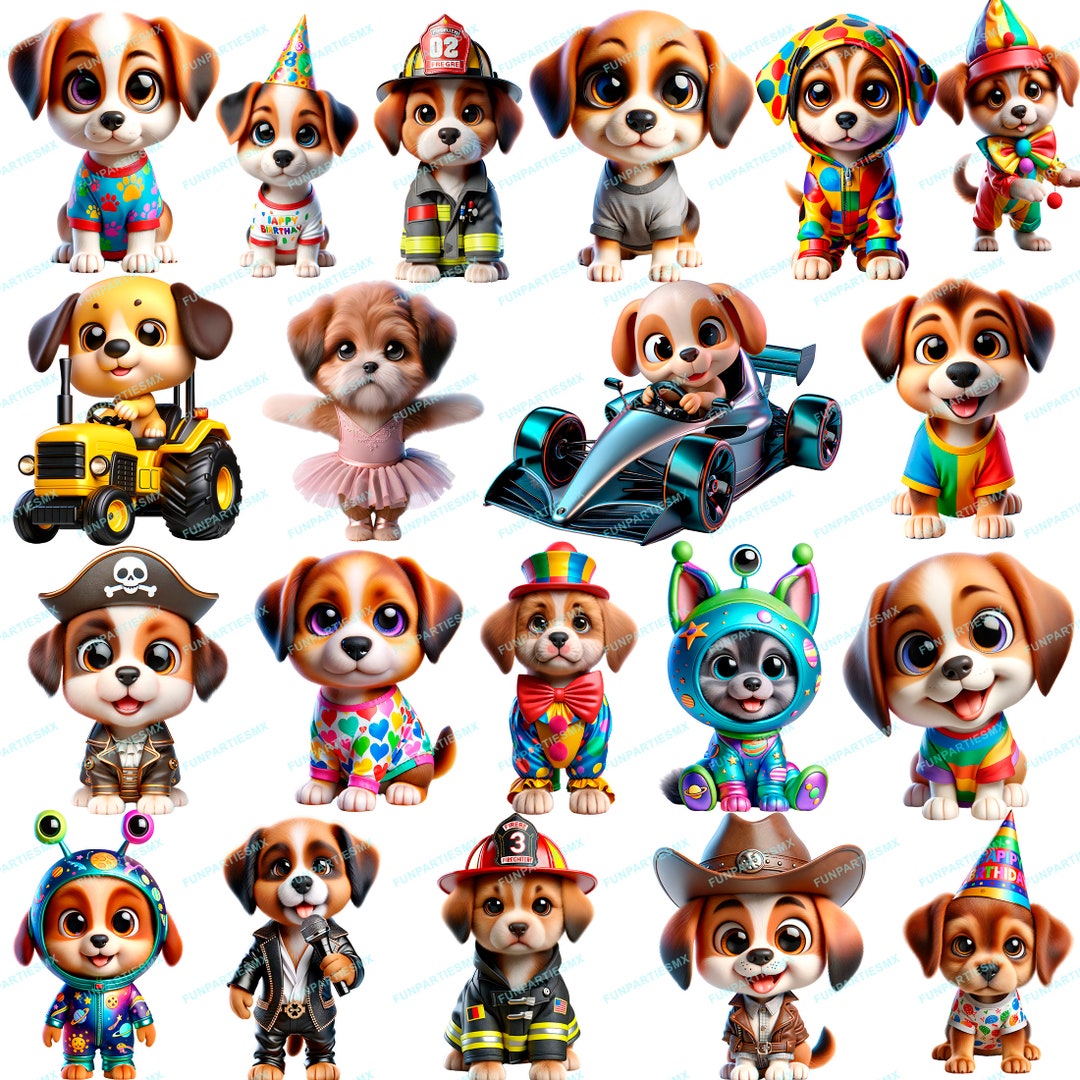 20 Cute PUPPIES Fun ACTIVITIES Clip Art, Png Transparent Background, Hi ...