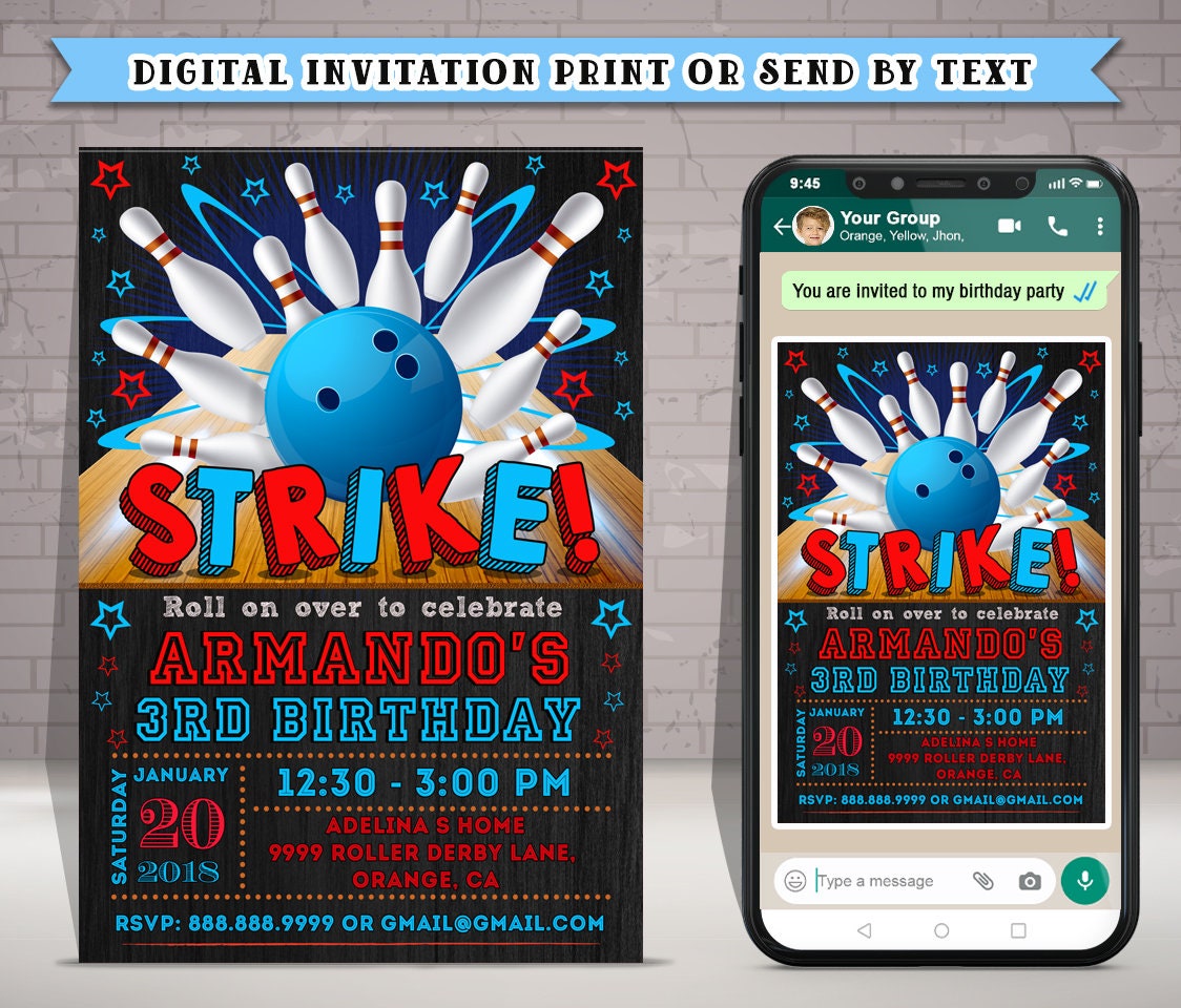 50% off PERSONALIZED Invitation Bowling Birthday Party for - Etsy