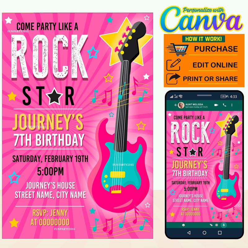 Rock Star Invitation - Etsy