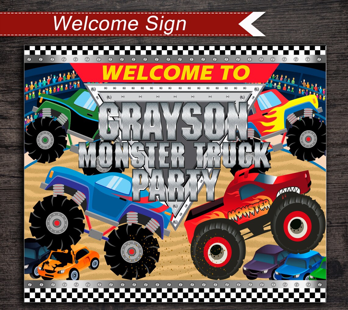 50% Off PERSONALIZED Monster Truck Printable Party Kit - Etsy