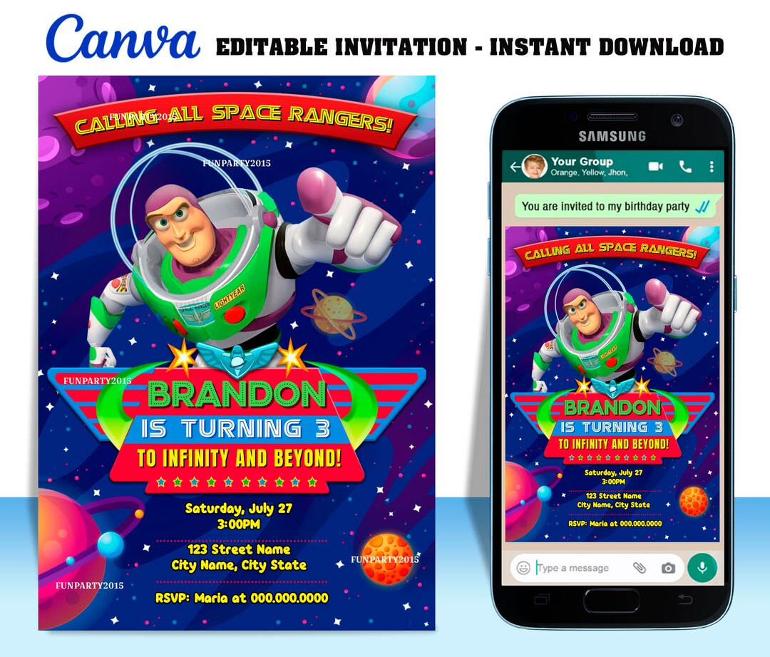 50% Off Buzz Lightyear Party Digital Birthday Invitation - Etsy