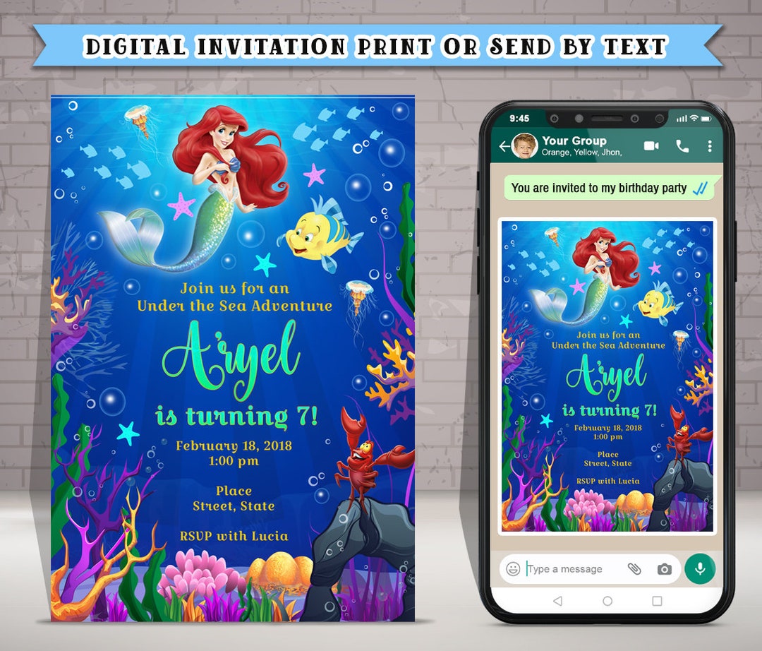 50% rebajado Invitación PERSONALIZADA Cumpleaños de Sirenita ...