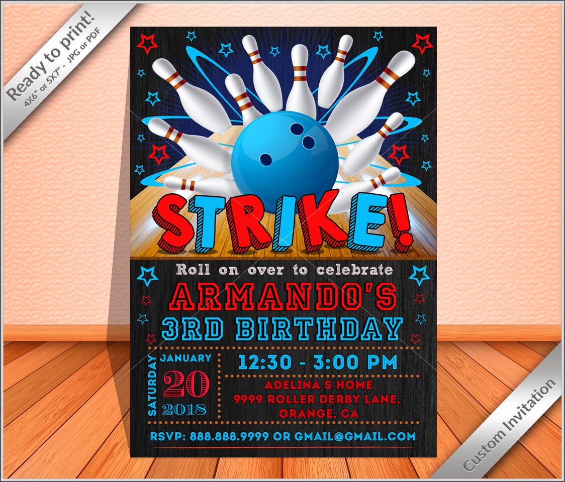 50% off PERSONALIZED Invitation Bowling Birthday Party for - Etsy