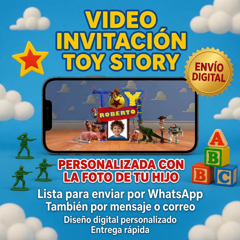 Toy Story, Video Invitation, Personalized, Kids Birthday, Digital ...