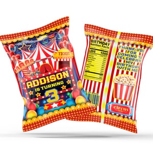 Carnival Circus Chip Bag Template – Editable Birthday Design (CANVA ...