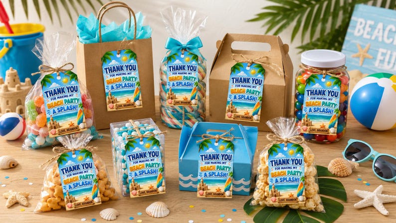 Beach Party Birthday Invitation for Boys, Personalized Printable ...